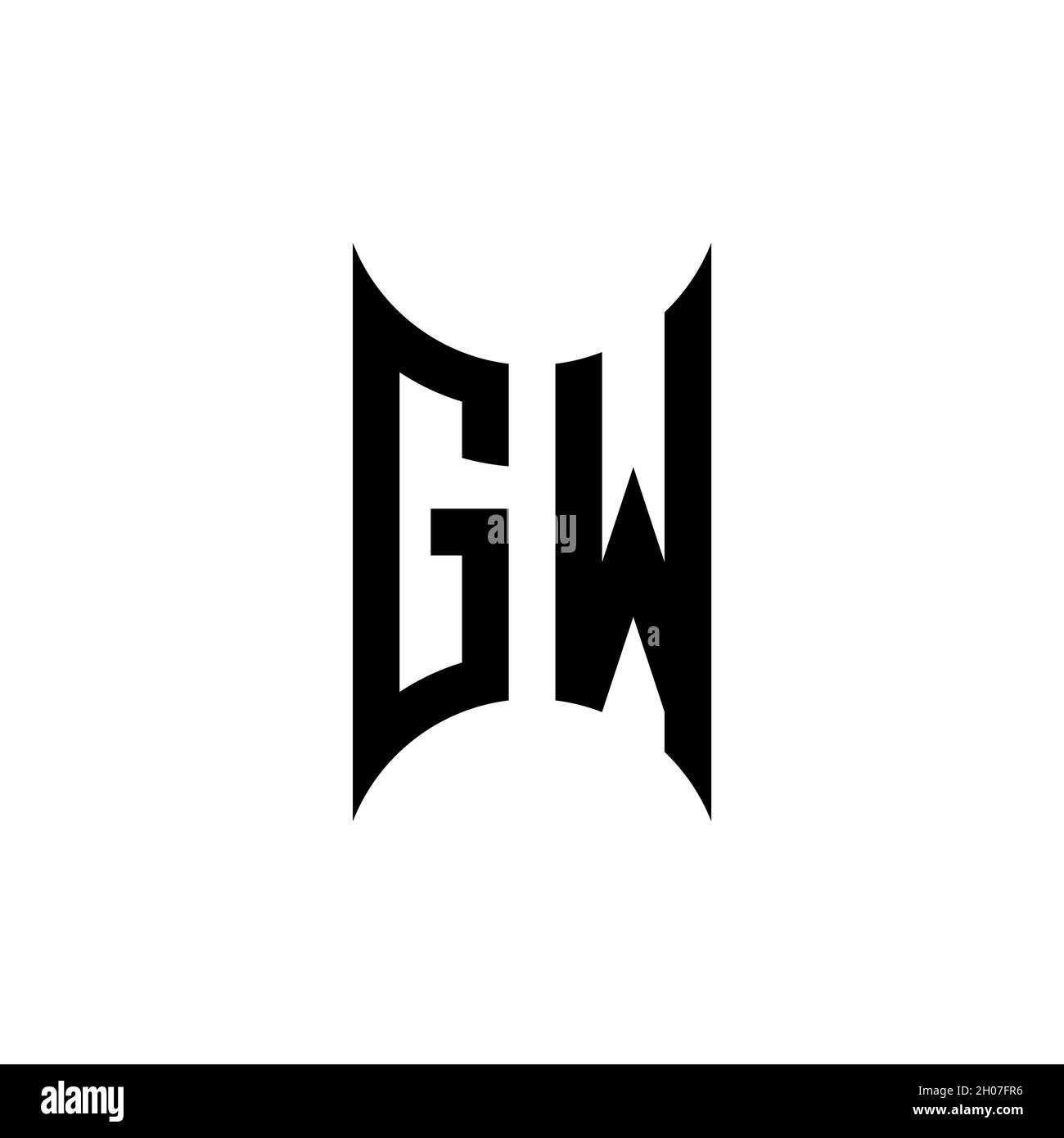 GW Monogram geometric shape style template. Monogram initial design ...
