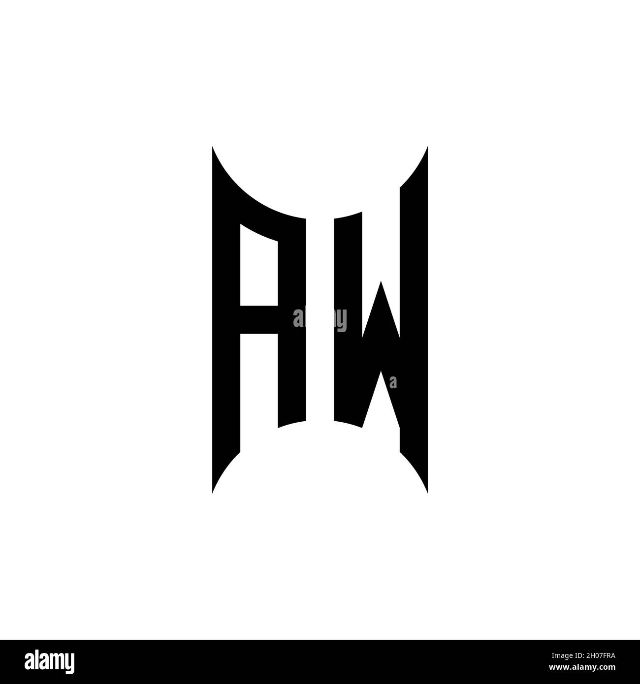 AW Monogram geometric shape style template. Monogram initial design ...