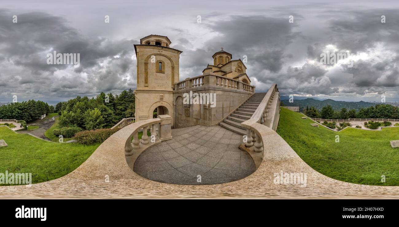 360 seamless hdri panorama near yellow brick orthodox georgian church ...