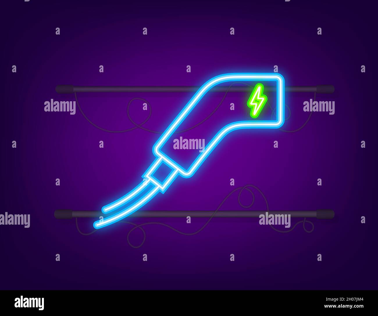 Electric vehicle charging station icon. Ev charge. Electric car. Neon ...