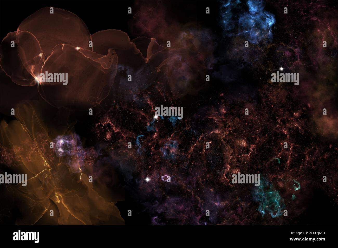 Digitally created illustration of imaginative galaxy and universe with ...