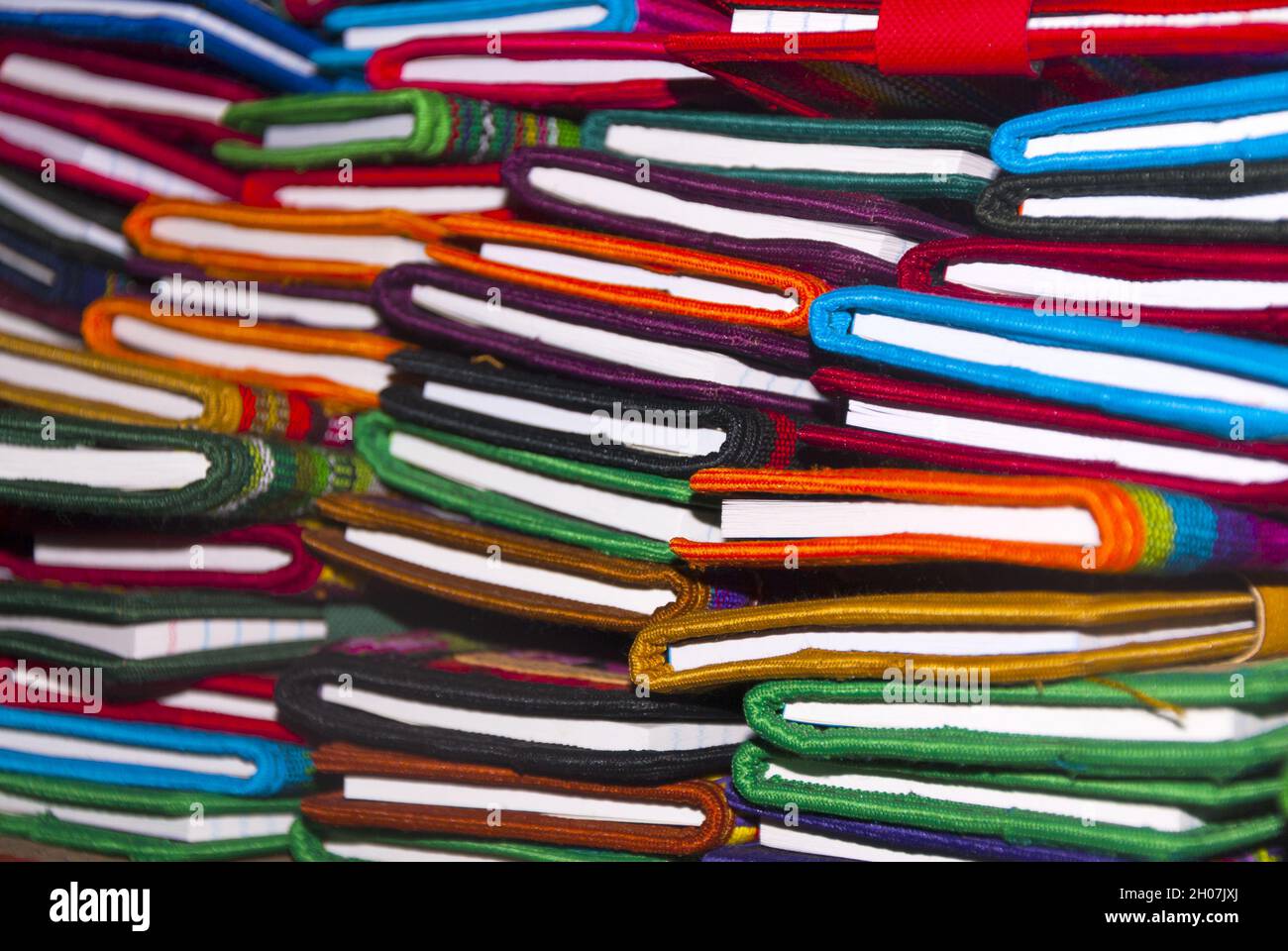 Group of notebooks with cover of typical designs made by hand in ...