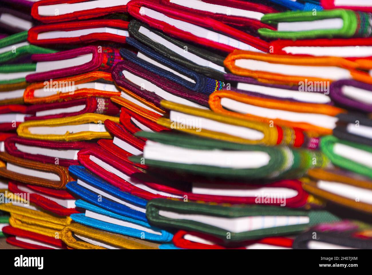 Group of notebooks with cover of typical designs made by hand in ...