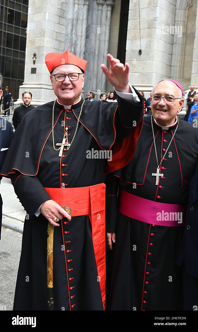 New York, New York, USA. October 11, 2021, Cardinal Timothy Dolan and ...