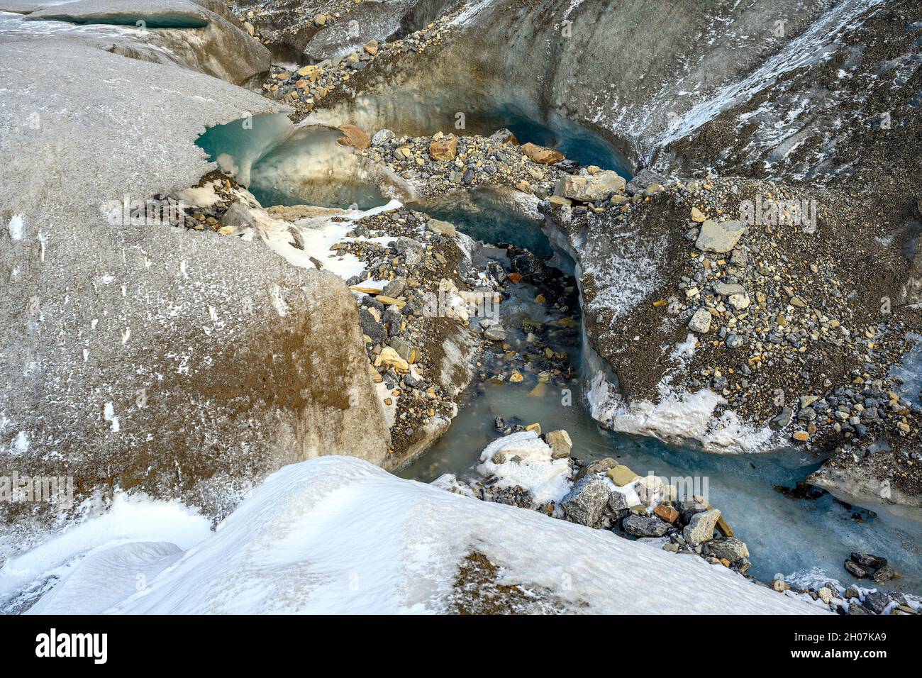 Close up photo of the graphic details, textures and ice formations of ...