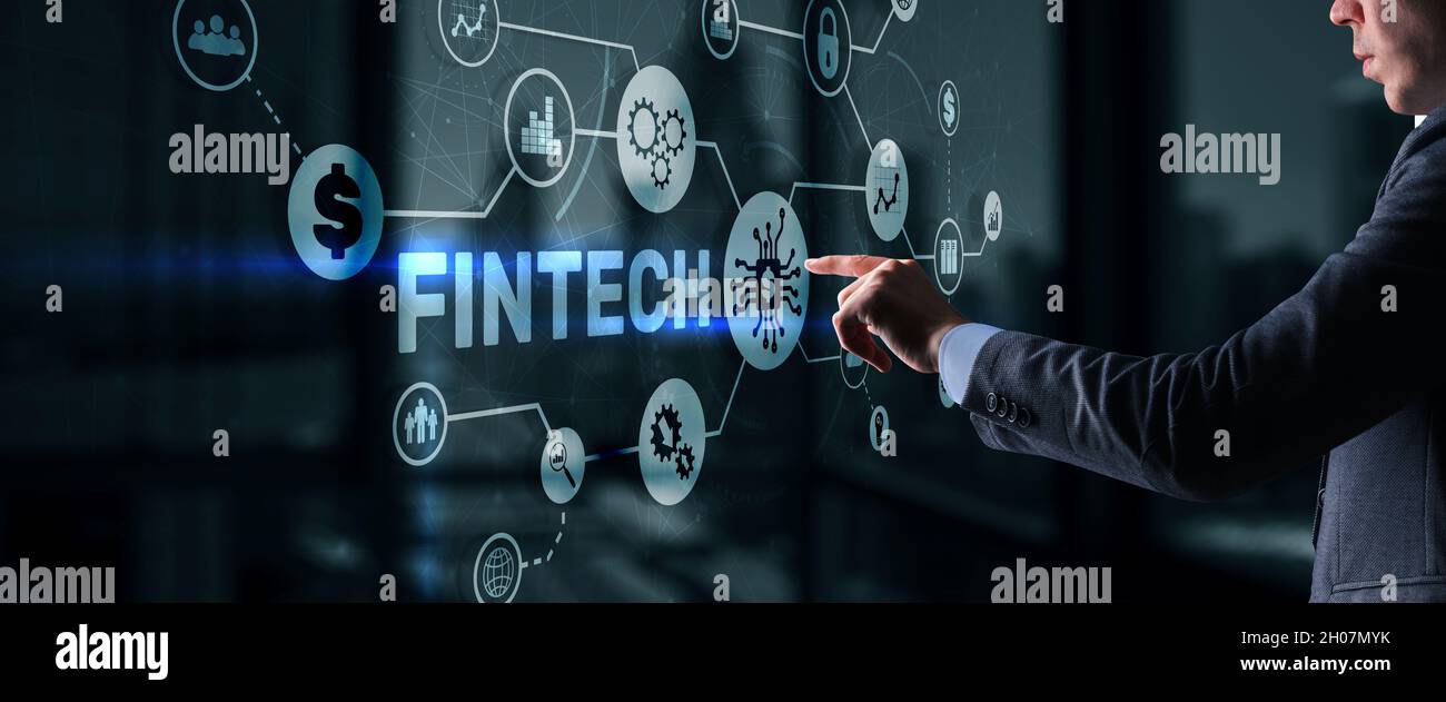 Fintech Investment Financial Technology Concept. 3D Virtual screen ...