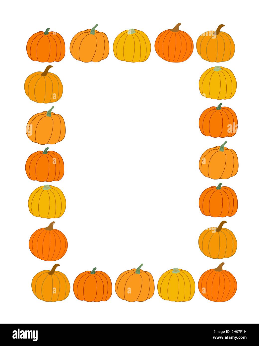 Pumpkin rectangular frame hand drawn flat style vector illustration in ...