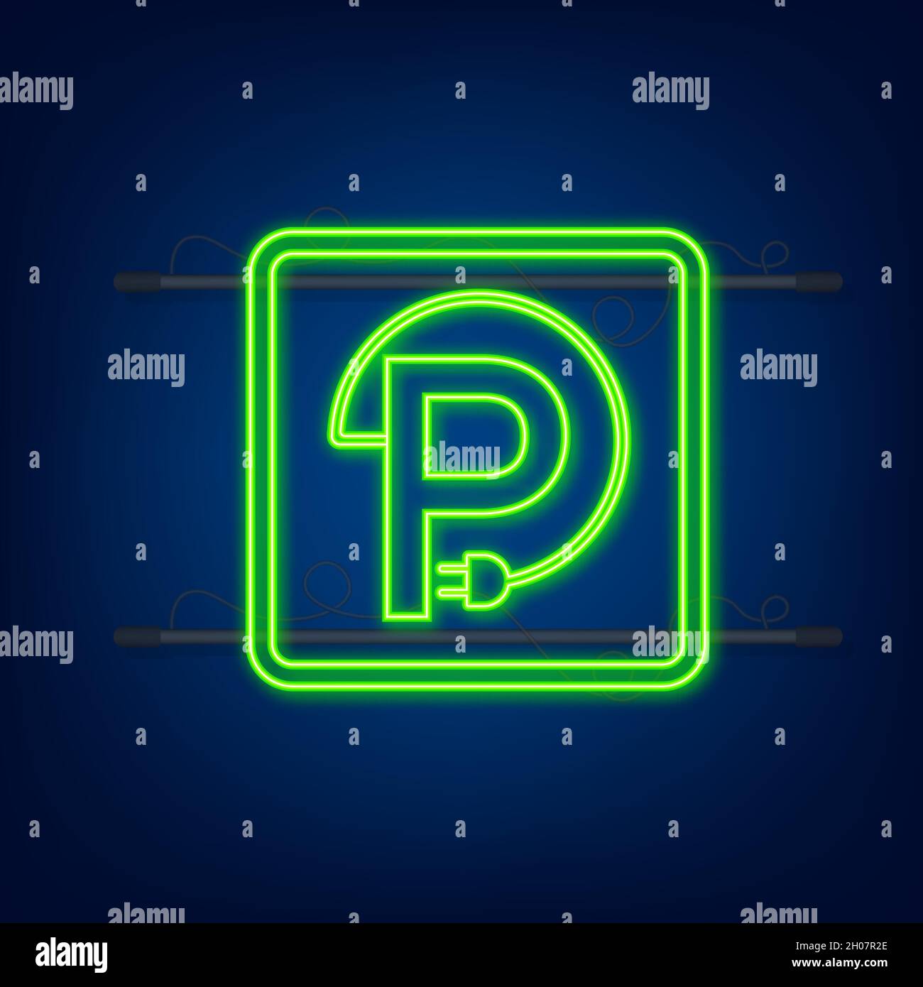 Electric vehicle charging station icon. Ev charge. Electric car. Neon ...