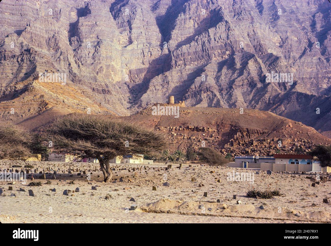 Bukha, Oman. Al-Qala Fort, overlooking town of Bukha. 1985, before ...