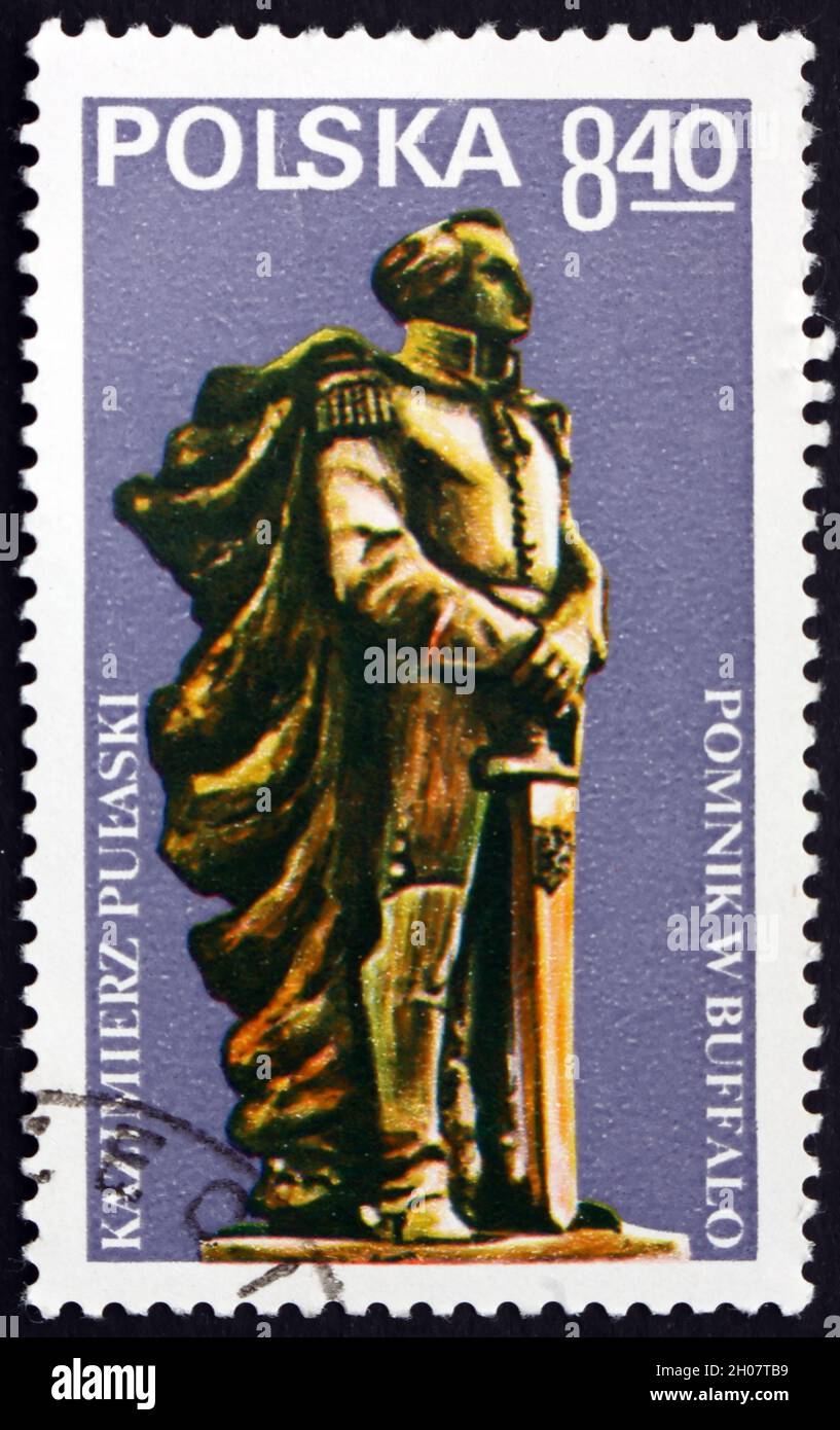 POLAND - CIRCA 1979: a stamp printed in Poland shows Pulaski Monument ...