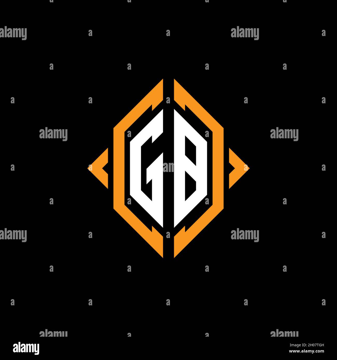 GB Monogram geometric shape style template. Monogram initial design ...