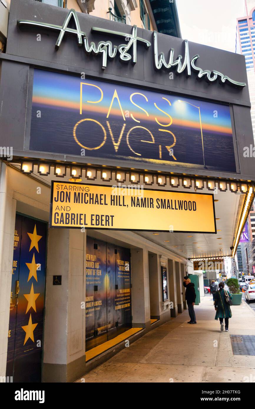 "Pass Over" Marquee at the August Wilson Theatre, NYC, USA Stock Photo ...