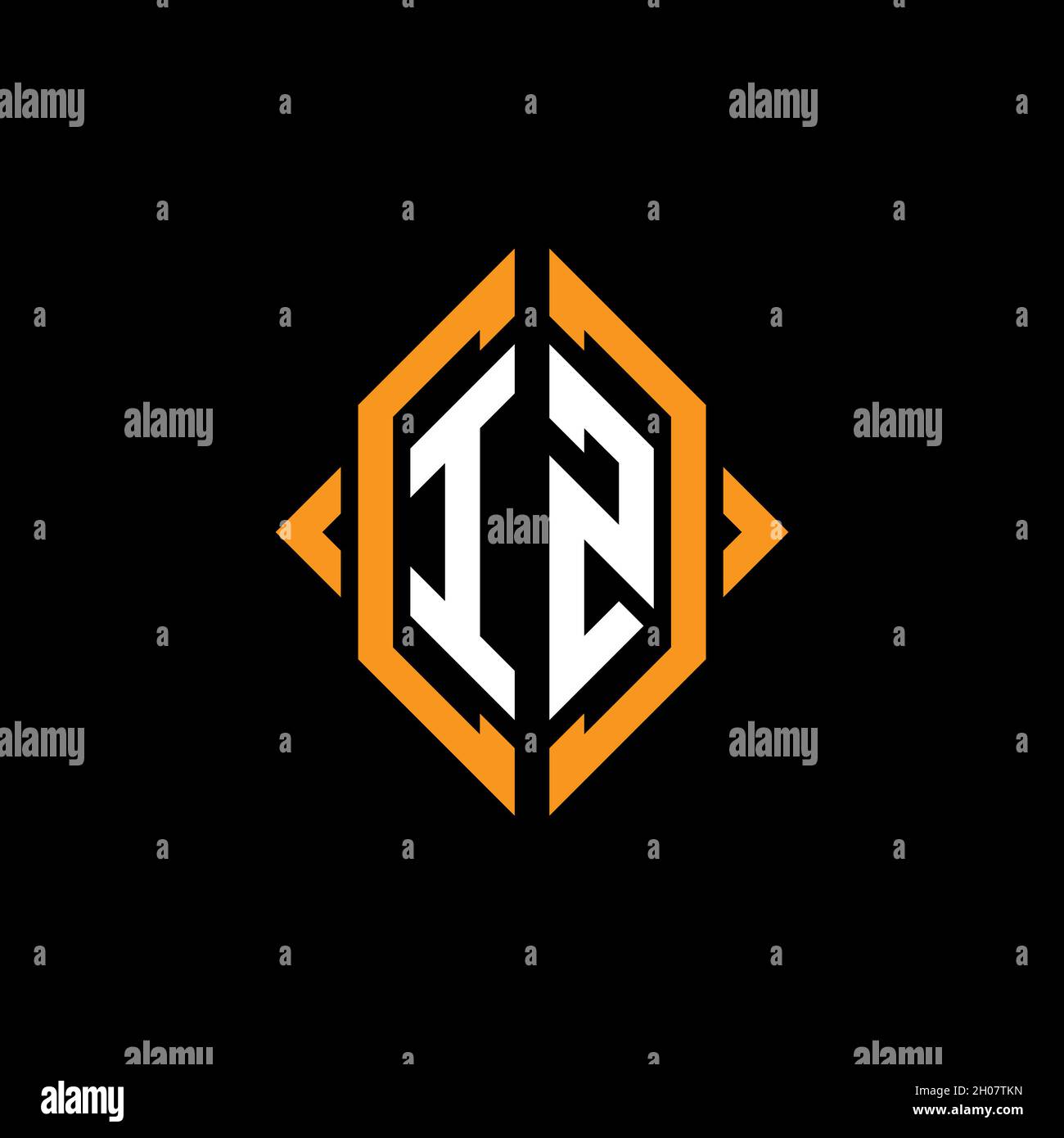 IZ Monogram geometric shape style template. Monogram initial design vector on isolated ...