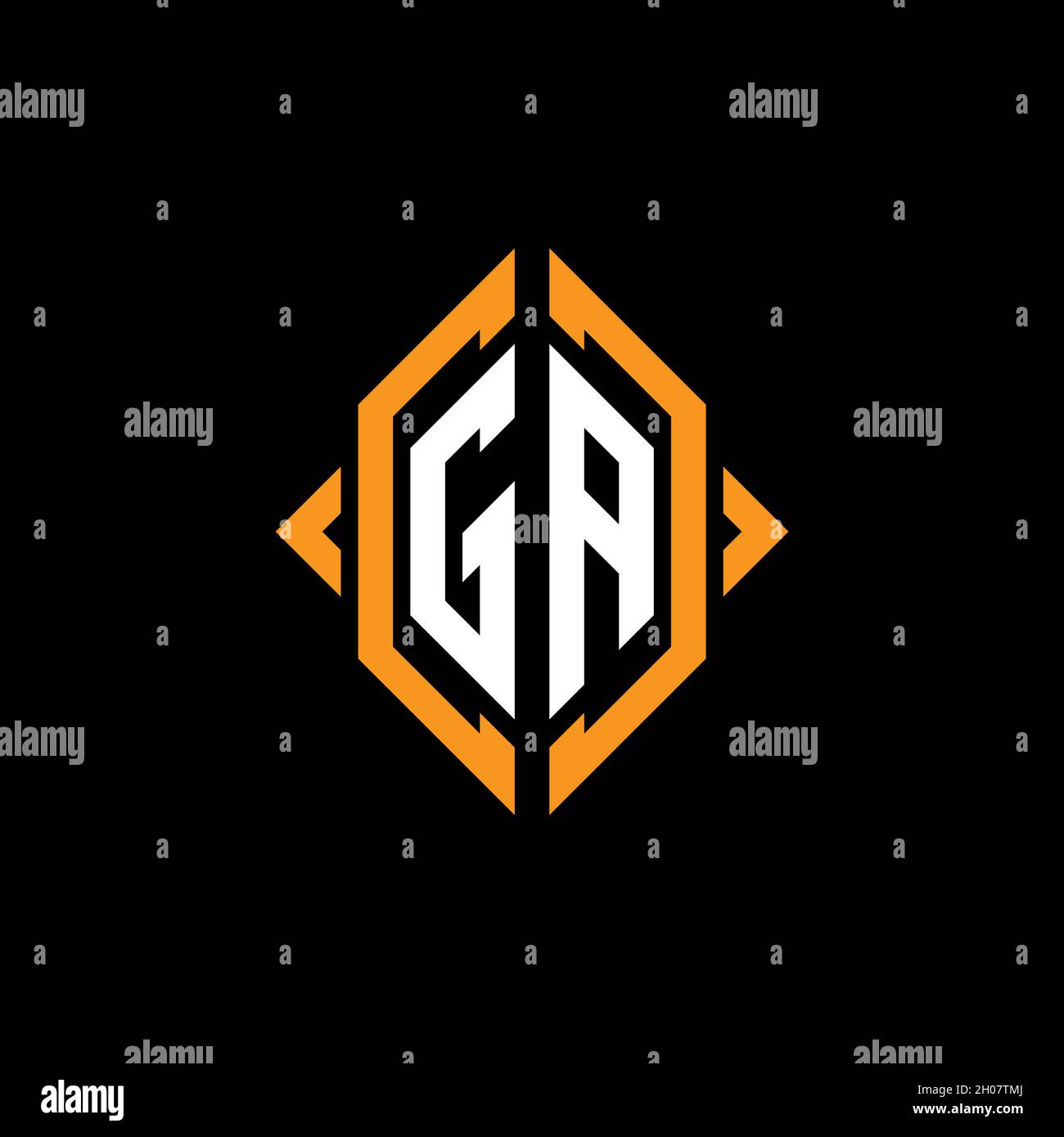 GA Monogram geometric shape style template. Monogram initial design ...