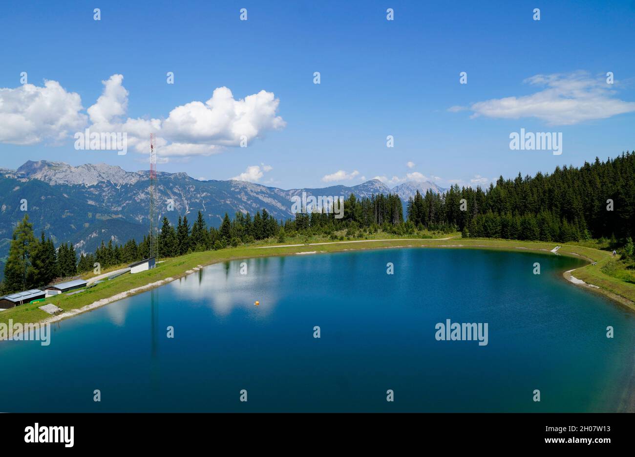 a beautiful water reservoir in the Austrian Alps of the Dachstein ...