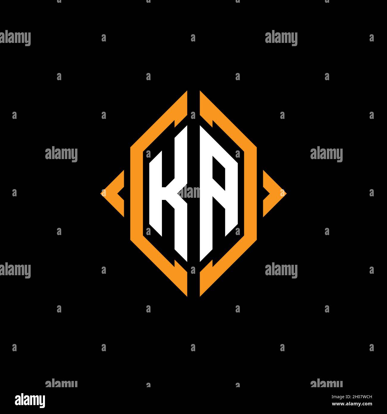 KA Monogram geometric shape style template. Monogram initial design ...
