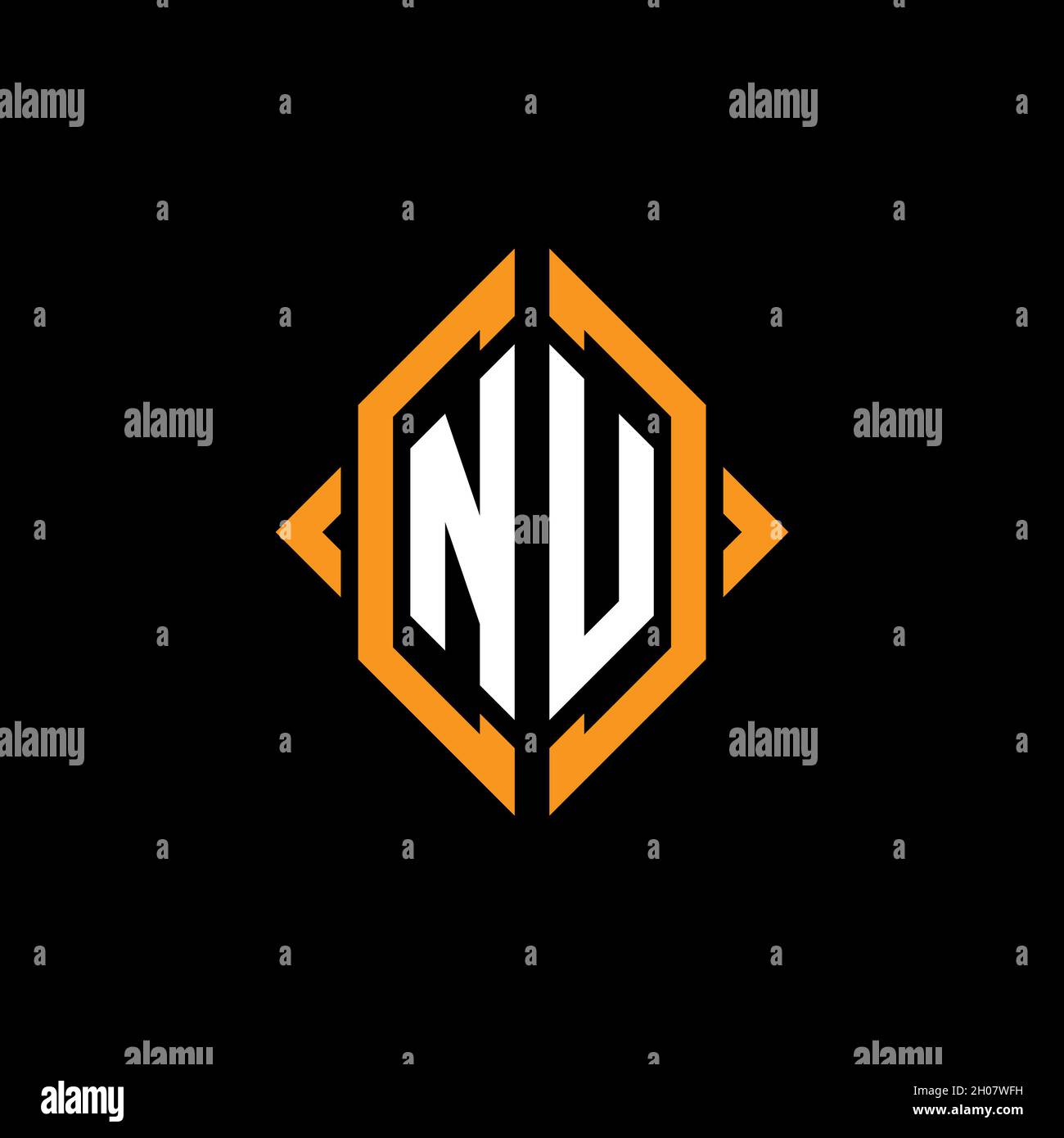 NU Monogram geometric shape style template. Monogram initial design ...