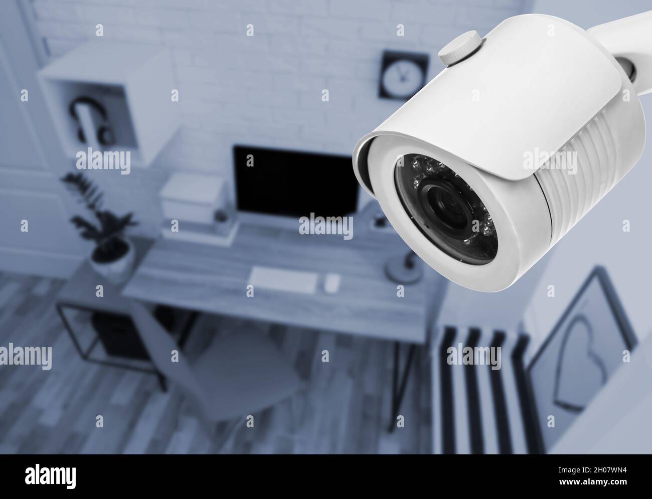 Office under CCTV camera surveillance, above view Stock Photo - Alamy