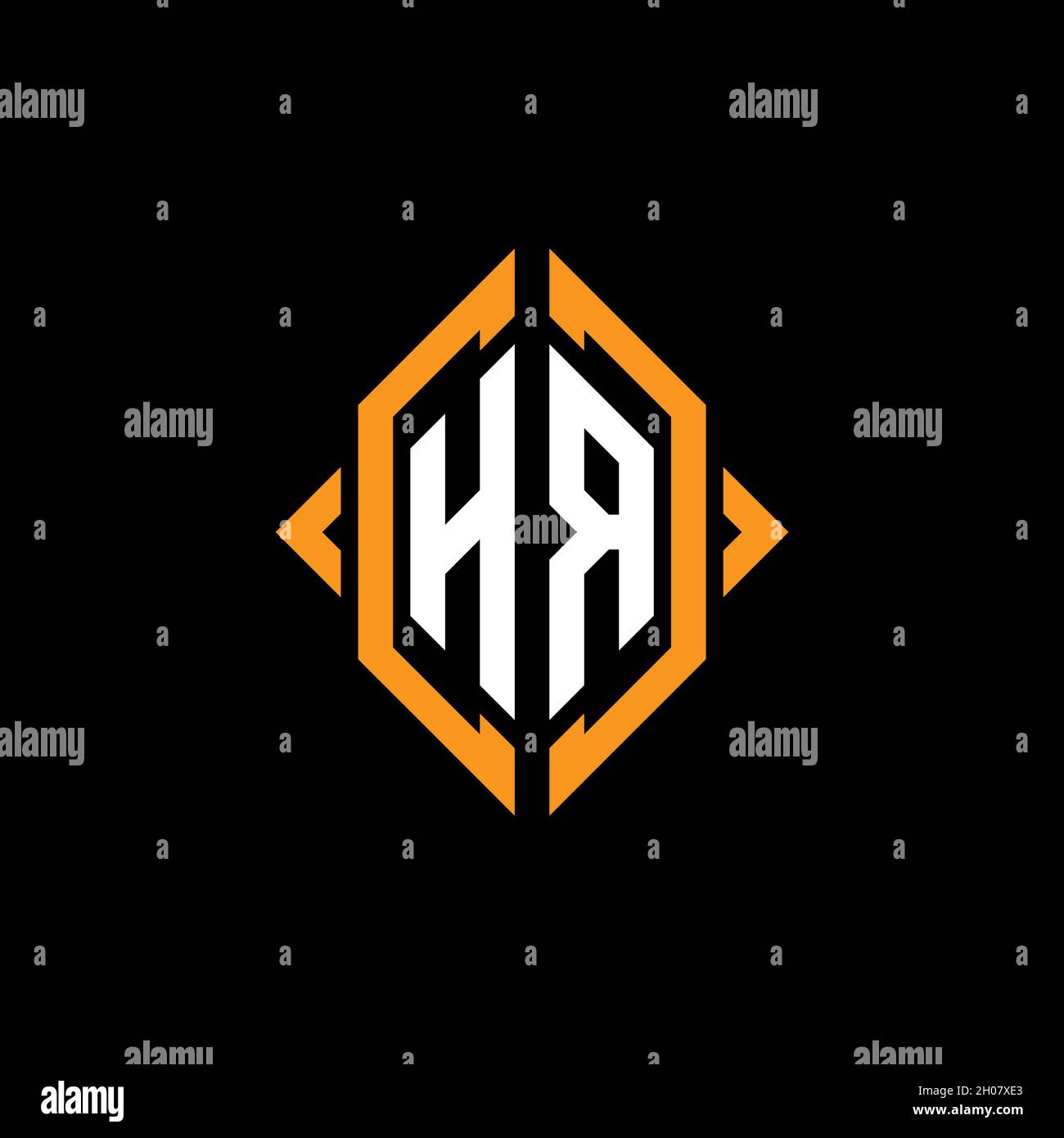 HR Monogram geometric shape style template. Monogram initial design ...