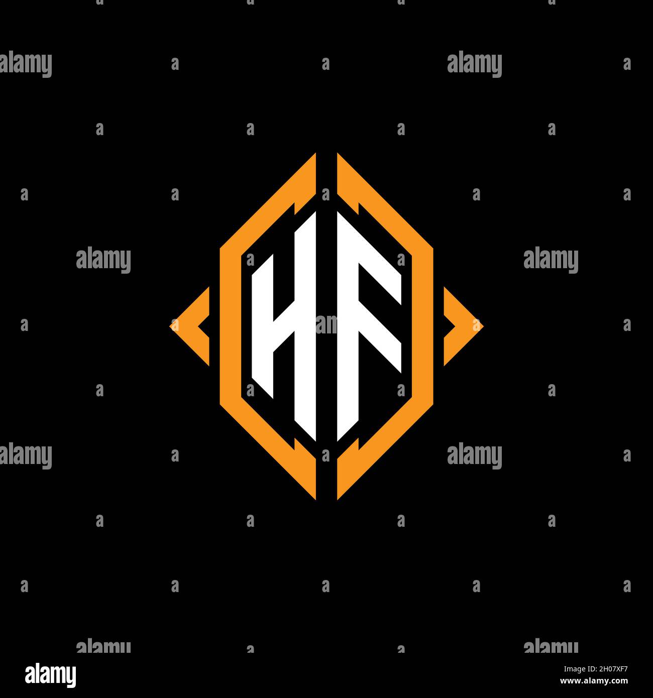 HF Monogram geometric shape style template. Monogram initial design ...