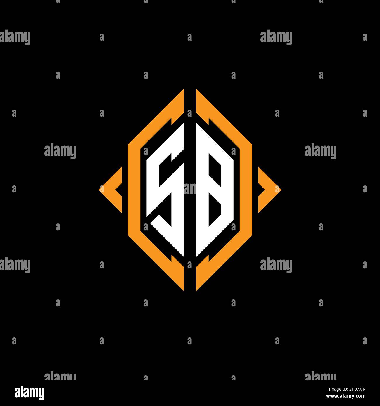 SB Monogram geometric shape style template. Monogram initial design ...