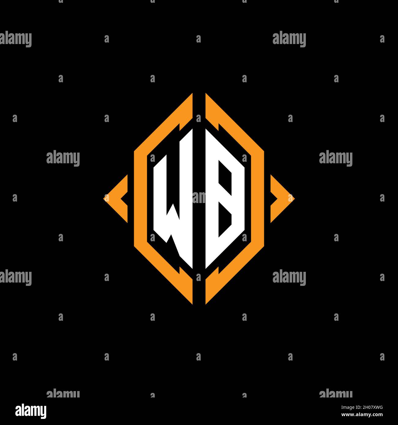 WB Monogram geometric shape style template. Monogram initial design ...
