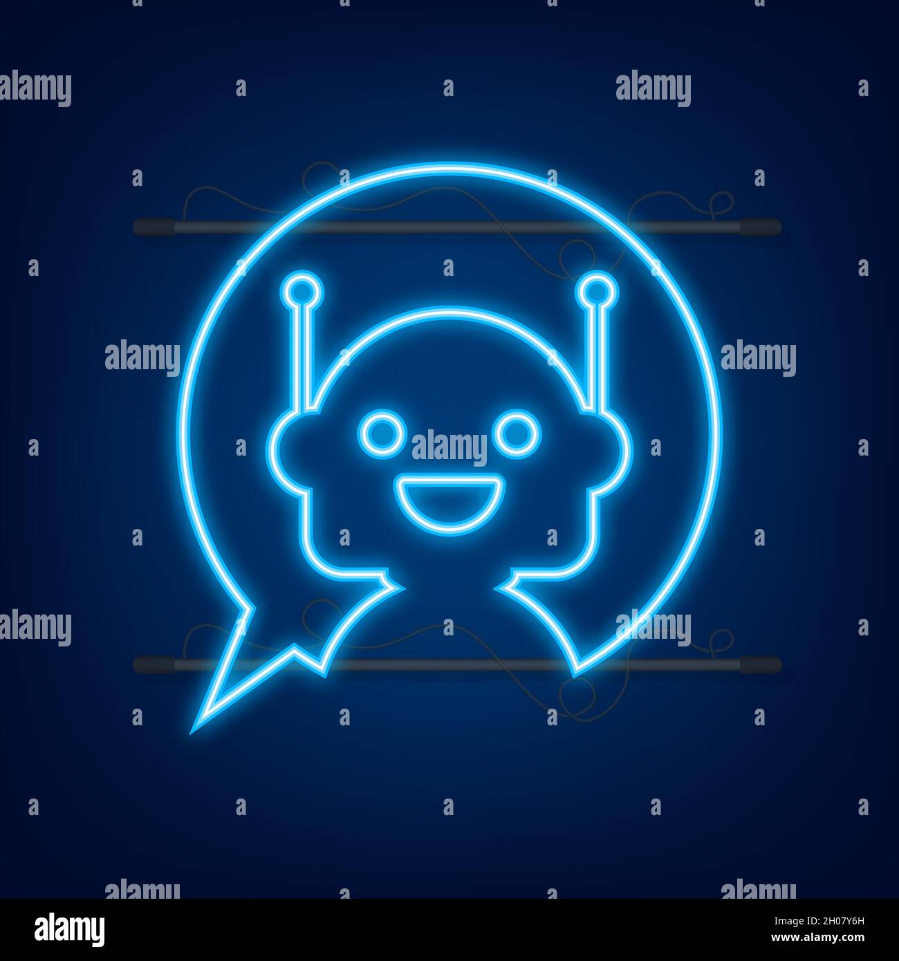 Robot Neon Icon Bot Sign Design Chatbot Symbol Concept Voice Support Service Bot Online