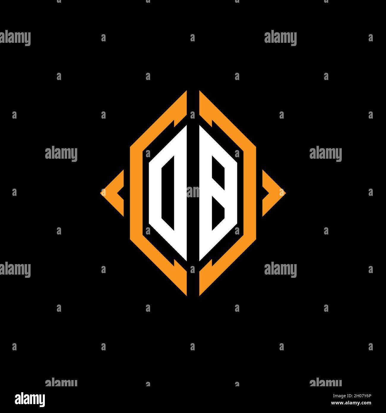 OB Monogram geometric shape style template. Monogram initial design ...