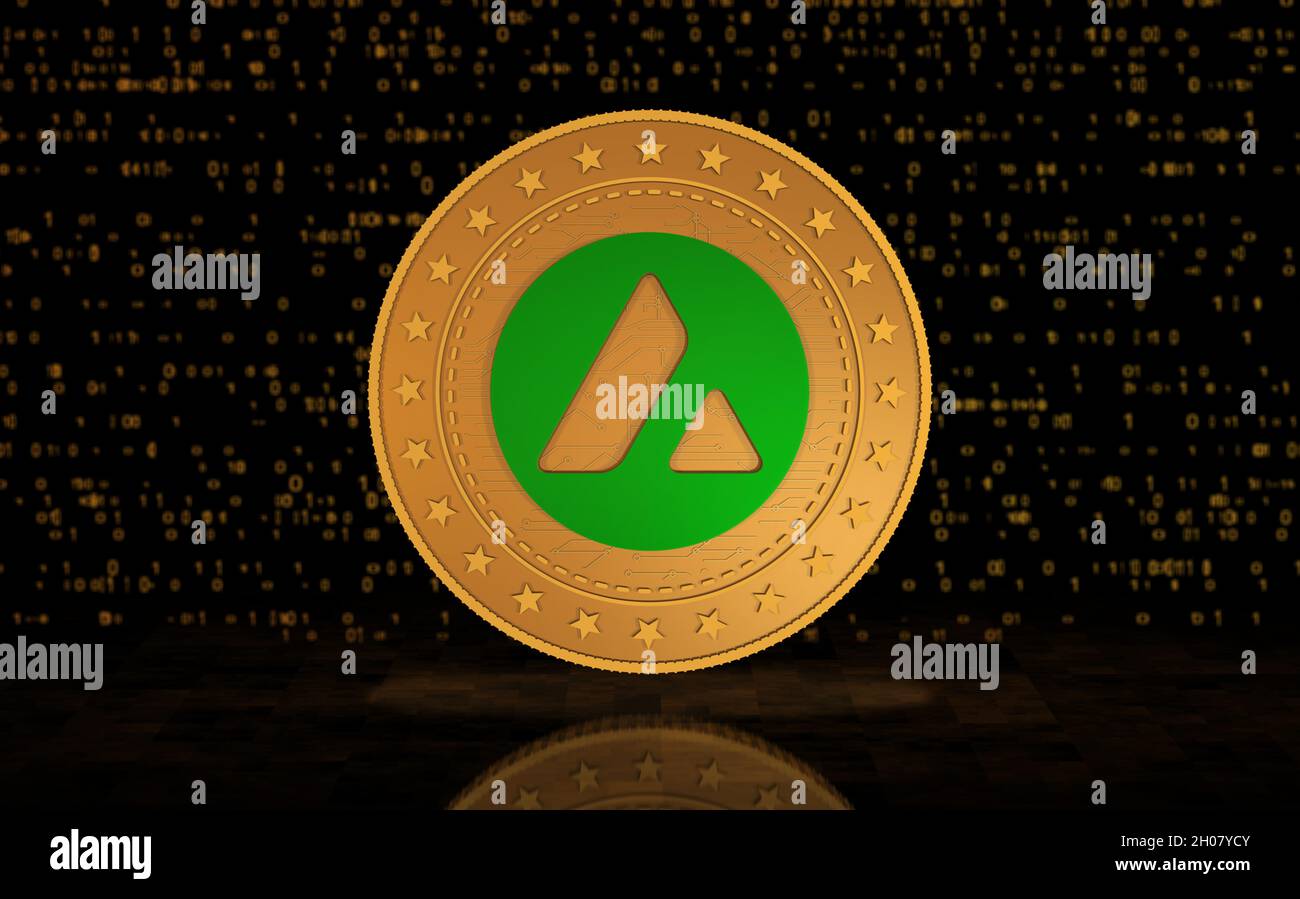 Avalanche AVAX cryptocurrency symbol gold coin on green screen ...