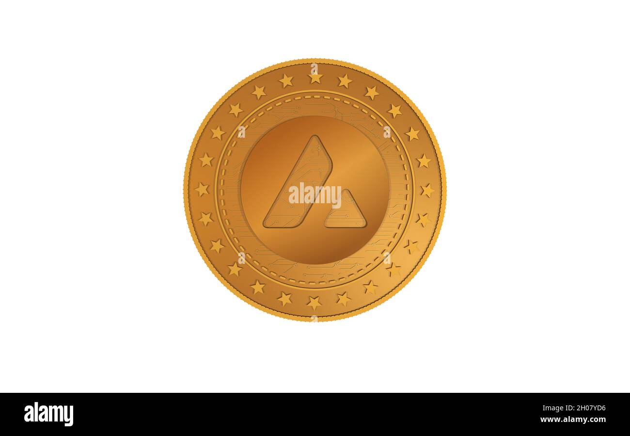 Avalanche AVAX cryptocurrency symbol isolated gold coin on green screen ...