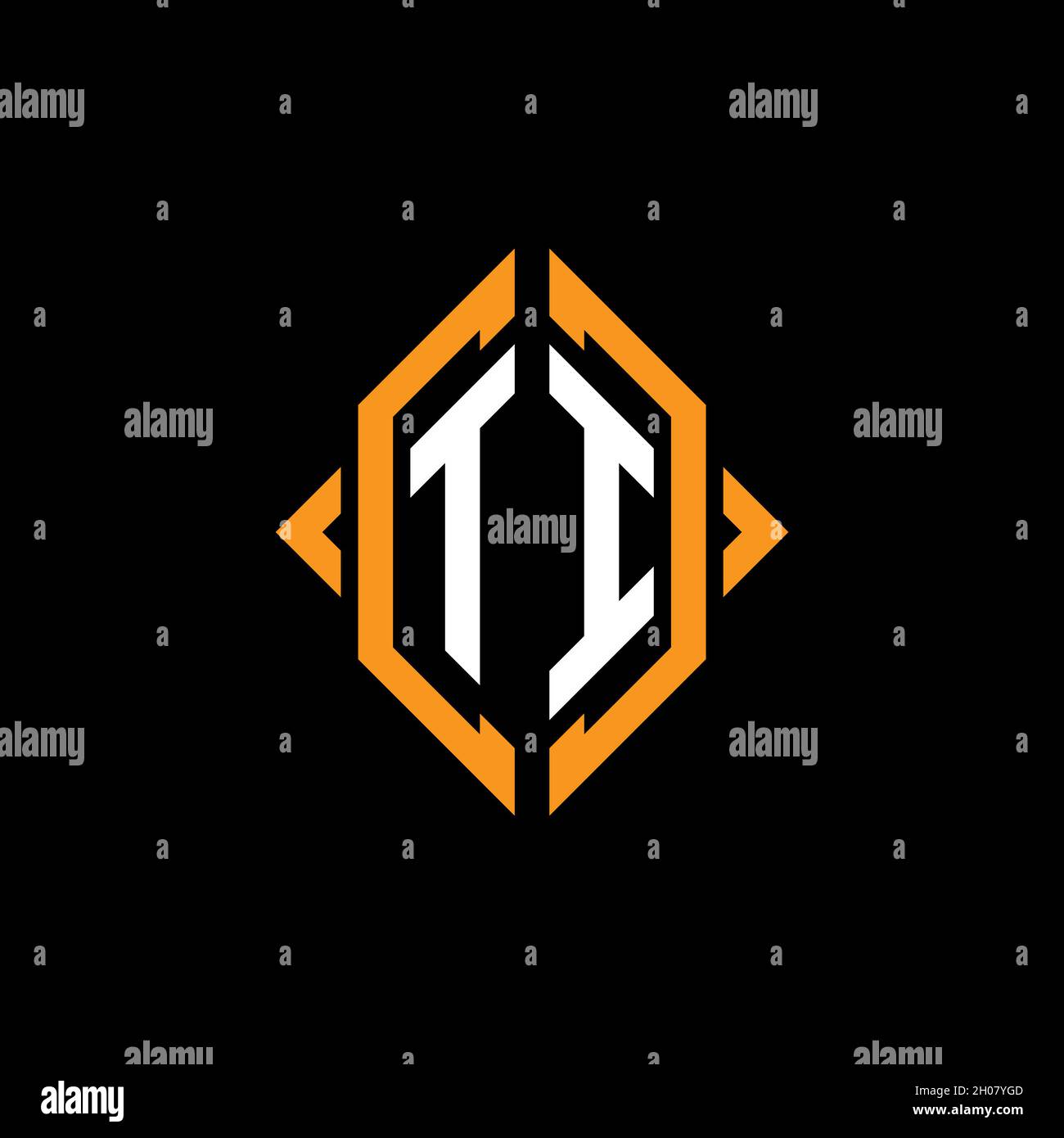 TI Monogram geometric shape style template. Monogram initial design vector on isolated ...