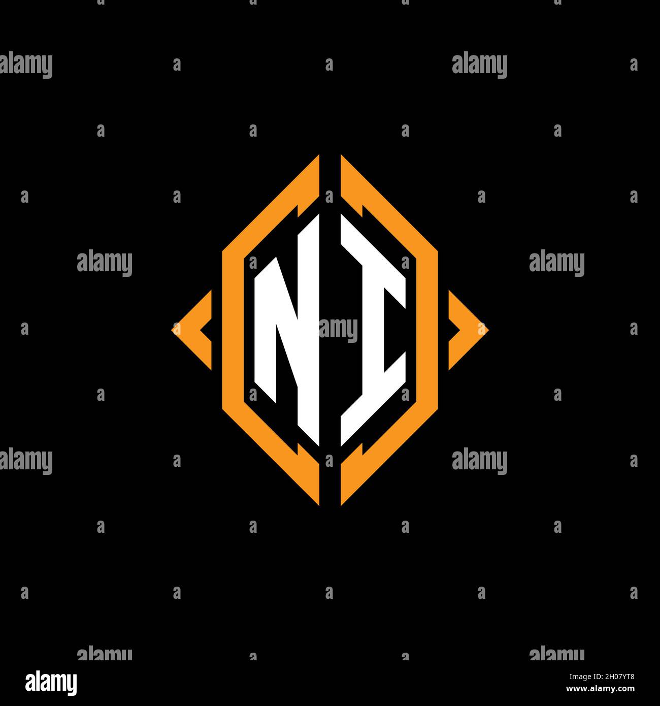 NI Monogram geometric shape style template. Monogram initial design ...