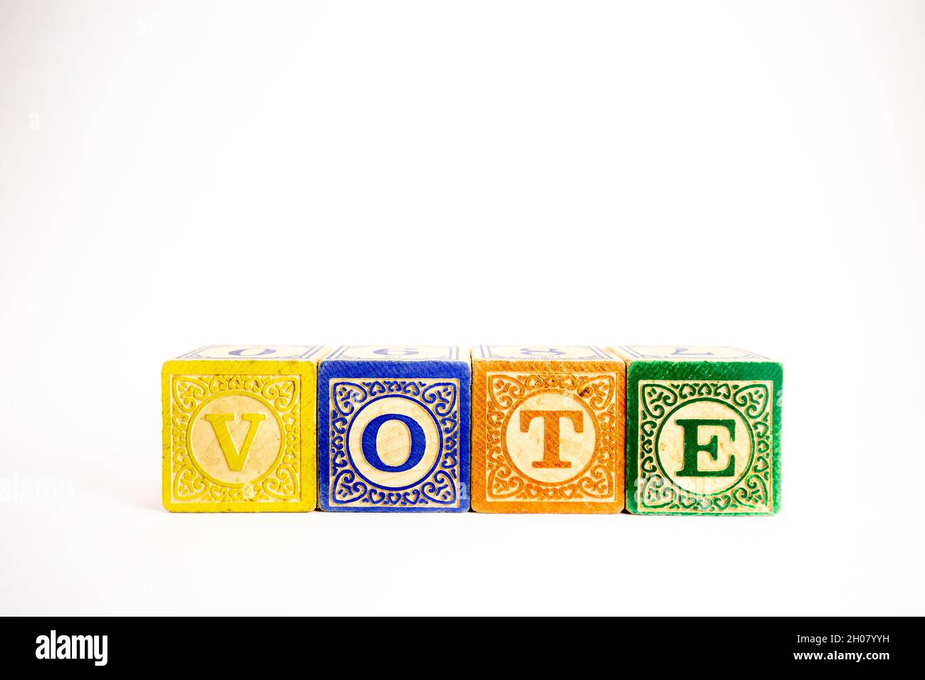 Wooden Blocks Spell Vote Stock Photo - Alamy