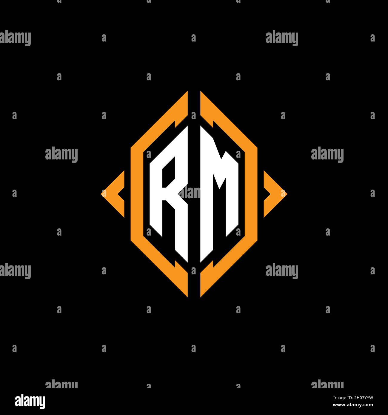 RM Monogram geometric shape style template. Monogram initial design ...