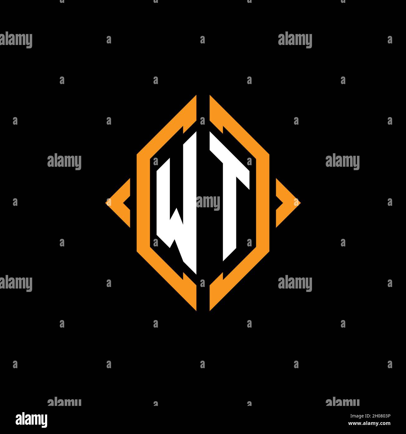 WT Monogram geometric shape style template. Monogram initial design ...
