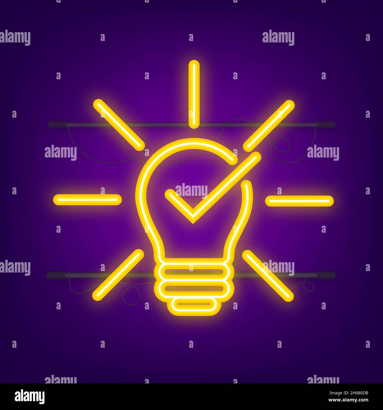 Light bulb neon icon. lamp, incandescent bulb. Vector stock ...