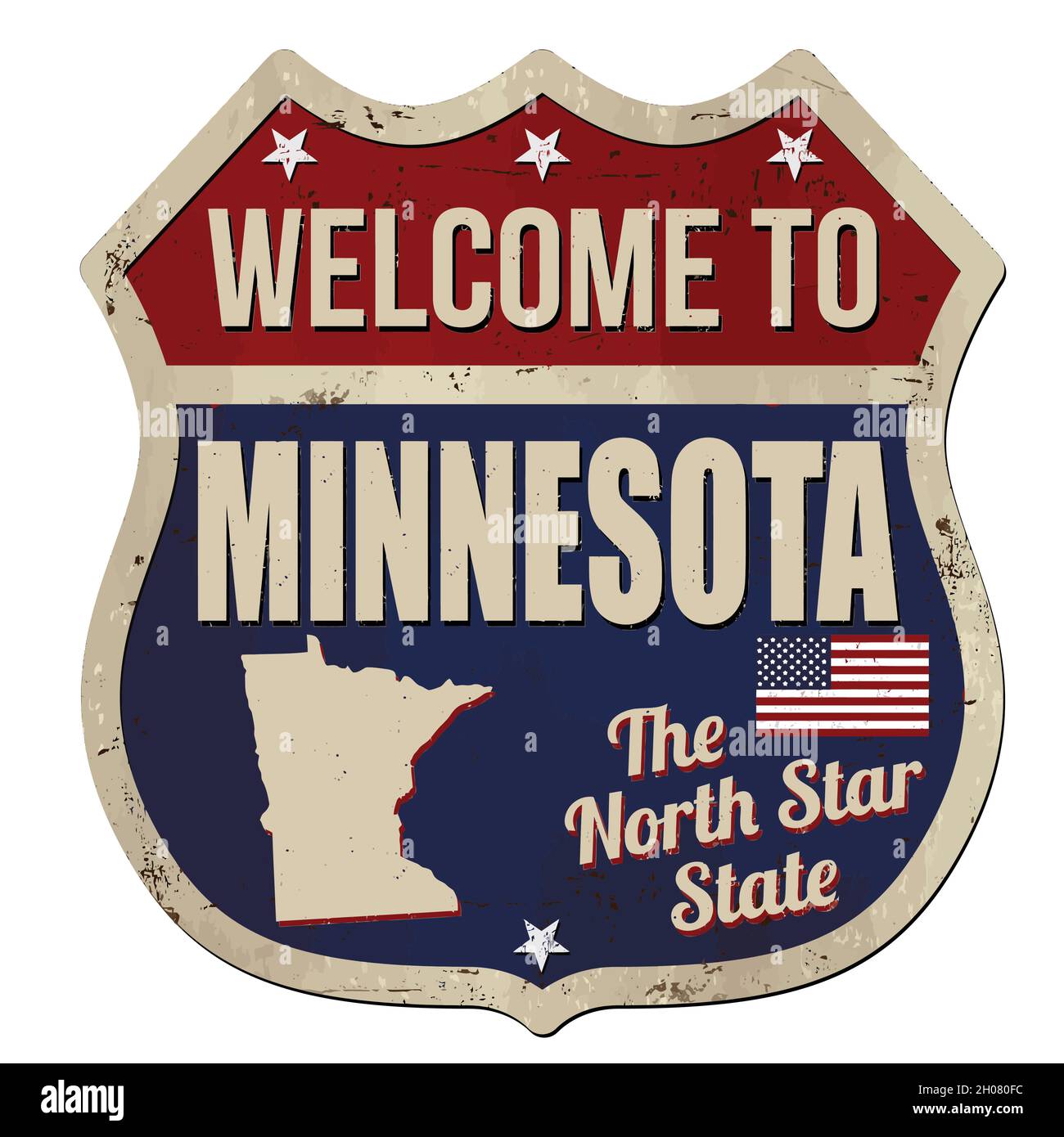 Welcome to Minnesota vintage rusty metal sign on a white background ...