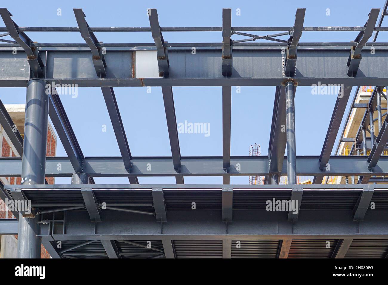 New steel beams construction for new skyscraper Stock Photo - Alamy