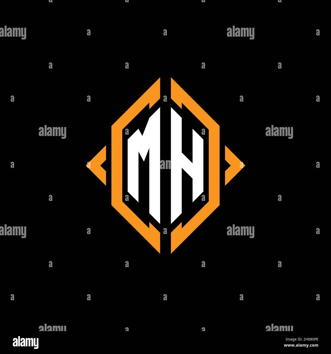 MH Monogram geometric shape style template. Monogram initial design ...