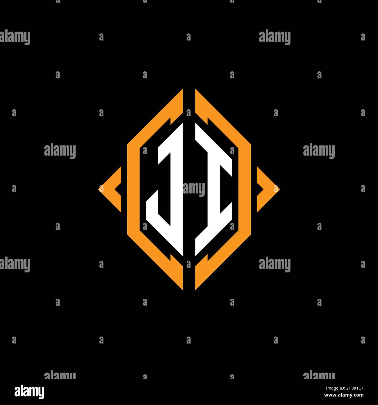JI Monogram geometric shape style template. Monogram initial design ...