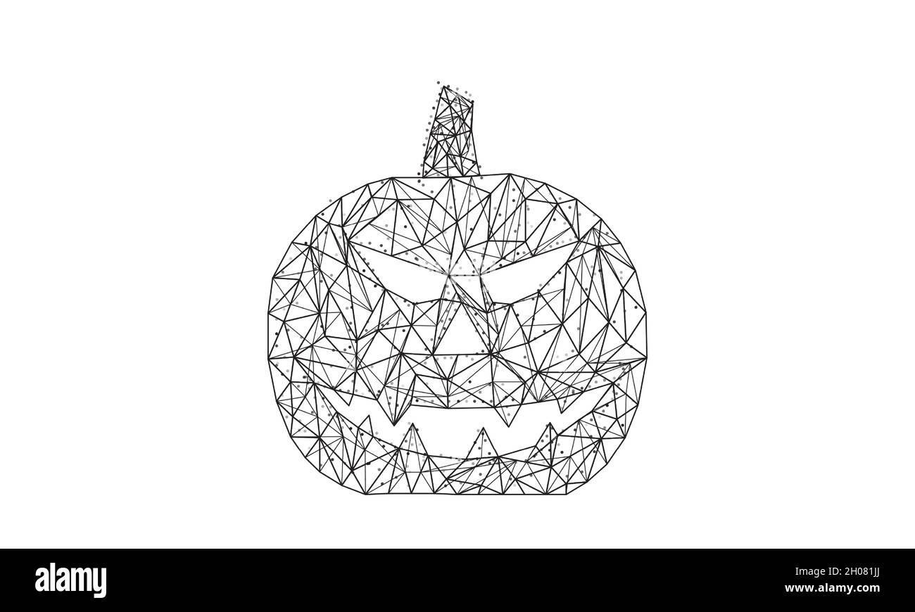 Halloween Pumpkin with scary face isolated on white background. Low ...