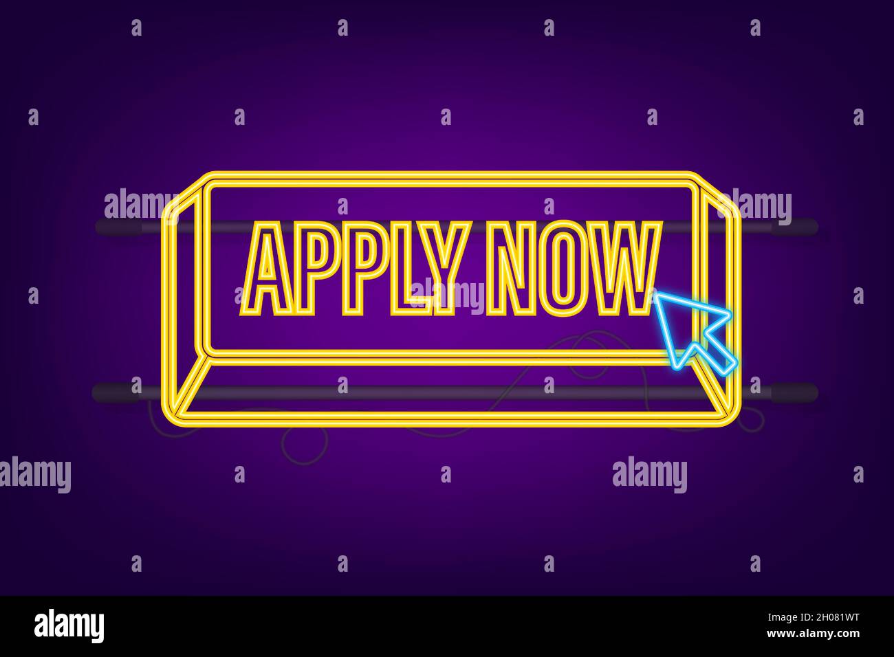 Apply now. Web neon banner. Arrow, cursor icon. Arrow vector icon. Hand ...