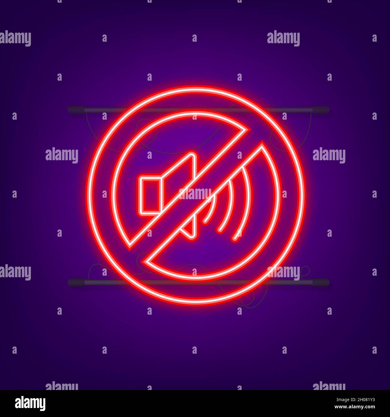 No sound phone. Neon icon. Telephone call. Cell phone icon. Vector ...