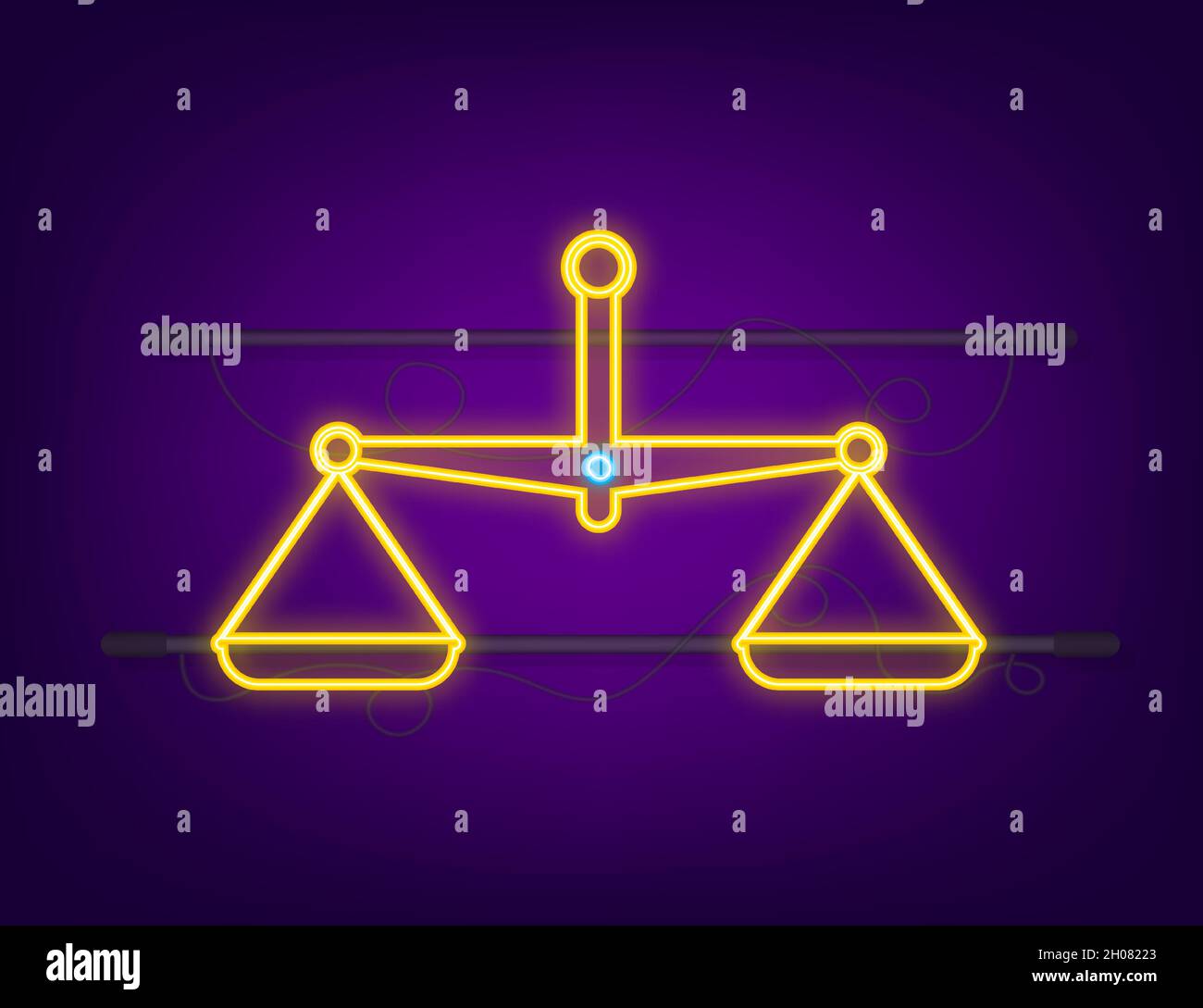 Scales icon. Neon icon. Libra isolated on white background. Vector ...