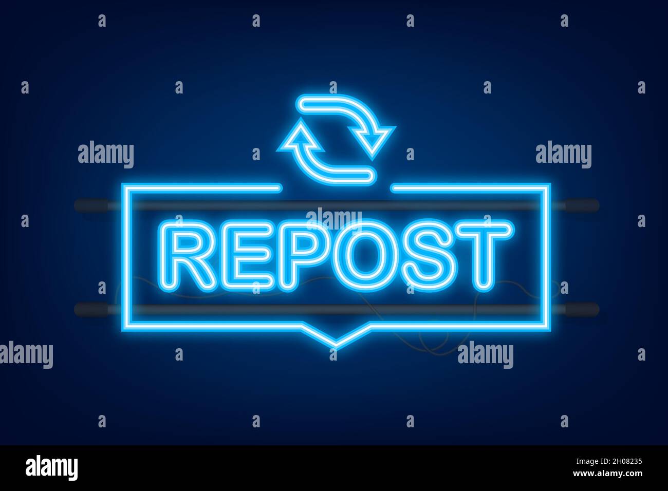 Repost neon icon. Repost label. Social media. Vector stock illustration ...