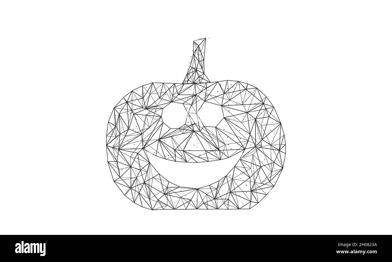 Halloween Pumpkin with scary face isolated on white background. Low ...