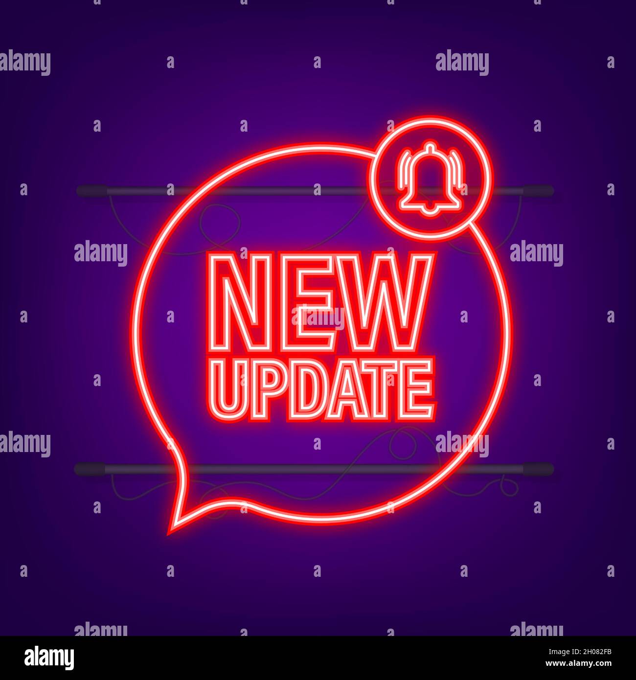 New update banner in modern style. Neon icon. Web design. Vector stock ...