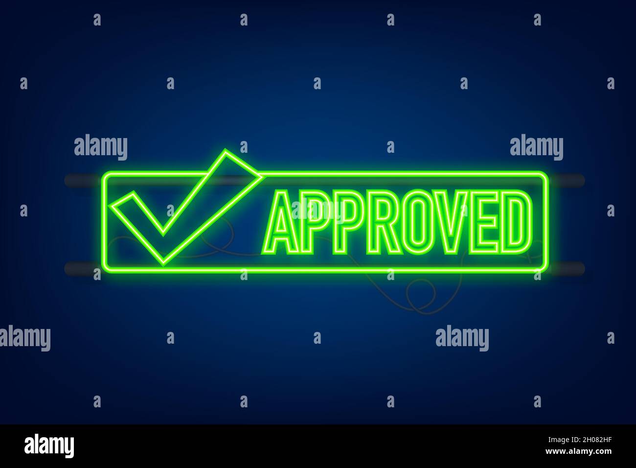 Approved stamp vector. Neon icon. Flat style design button. Vector ...