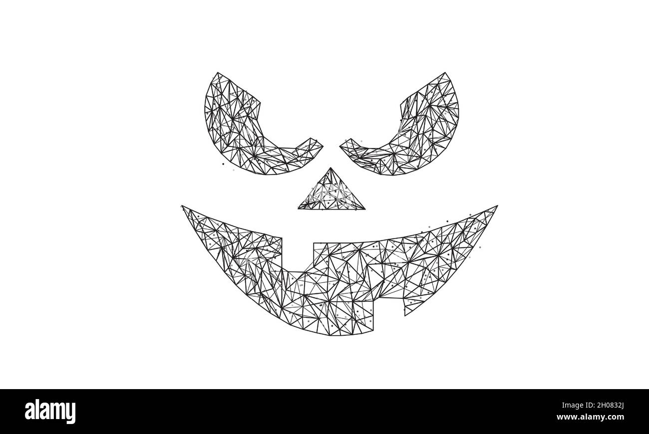Halloween Pumpkin with scary face isolated on white background. Low ...