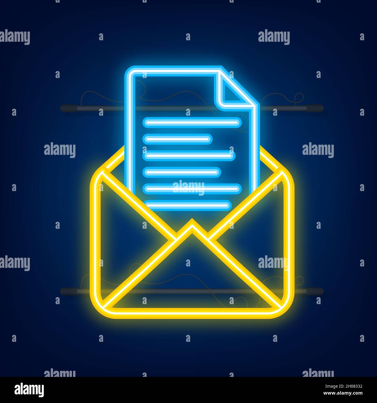 Email icon. Message reminder concept. Mail neon icon. Vector stock ...